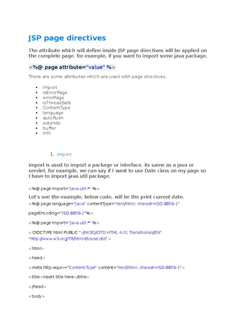 Jsp Page Directives Ntn Xue T Jsp Page Directives The Attribute Which