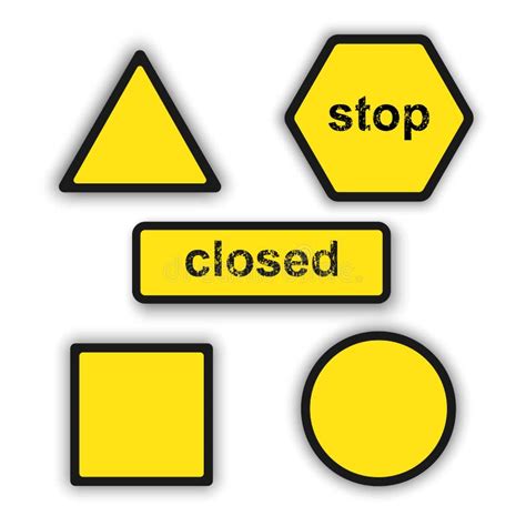 Set Of Safety Caution Signs And Symbols Set Of Yellow Warning Sign