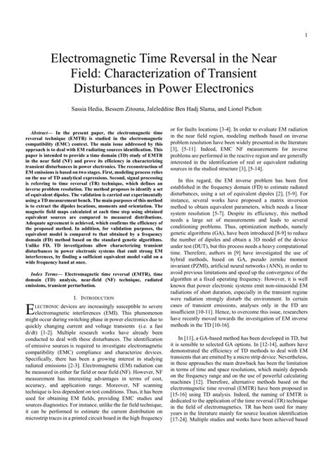 Pdf Electromagnetic Time Reversal In The Near Field Characterization Of Transient