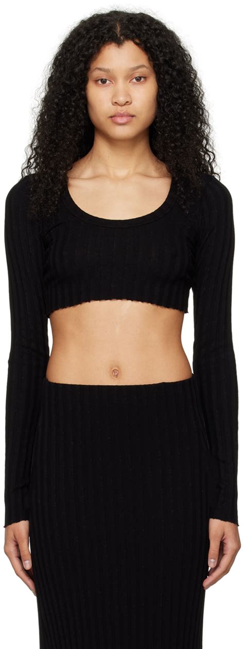 Black Capri Crop Long Sleeve T Shirt By Cotton Citizen On Sale