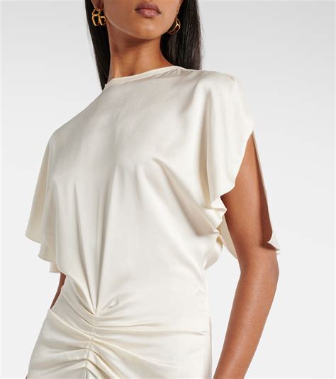 Gathered crêpe satin gown in white Victoria Beckham Mytheresa