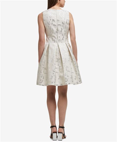 Dkny Metallic Jacquard Fit And Flare Dress Created For Macys Macys
