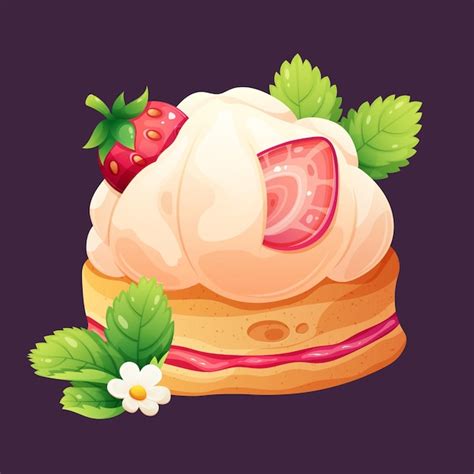 Premium Vector Strawberry Dessert With Whipped Cream Summer Pastries