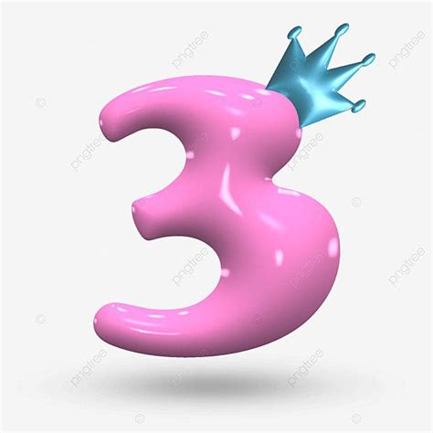 Numbers 3 3d Images 3d Number 3 Realistic Pink Color With Blue Royal