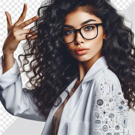 Восточная модель в очках танцует трясясь позирует изолированно на прозрачном фоне Премиум