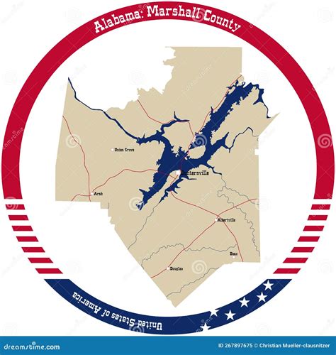 Map Of Marshall County In Alabama Usa Stock Vector Illustration Of