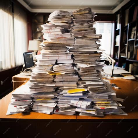 Premium Photo Huge Stack Of Paperwork On Desk