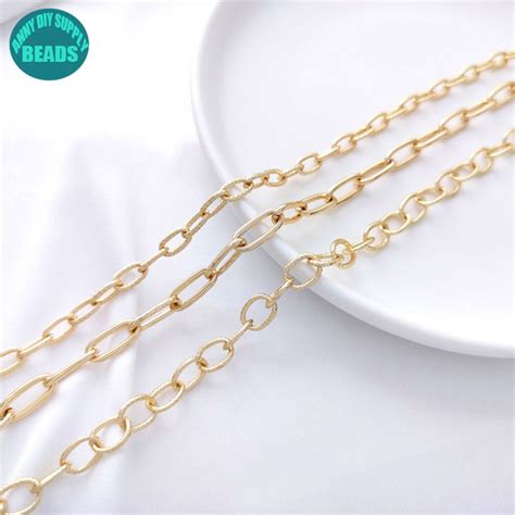 14k Real Gold Plated Brass Chainnecklace Chaino Shape Chainthick