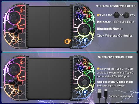 Rgb Cracked Gaming Controller For Iphone Android Pc Ios Wireless Gamepad Joystick