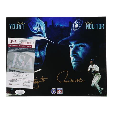Robin Yount Paul Molitor Signed Brewers X Photo JSA Pristine Auction