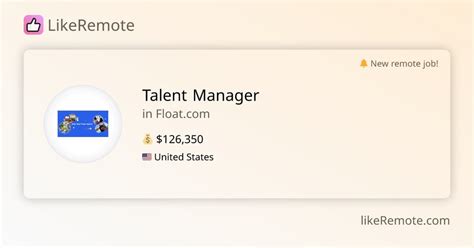 📩 Talent Manager At 🏢 Floatcom Salary 💰126350 📍remote Job In 🇺🇸