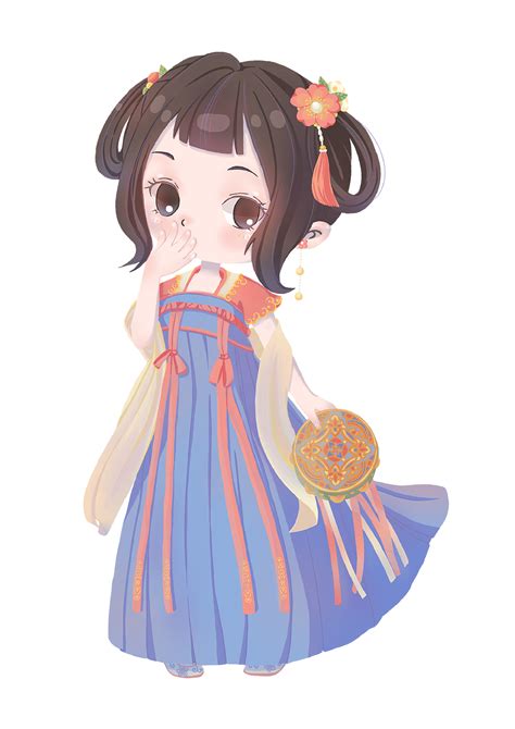 Q版汉服女孩yu鱼白水 站酷zcool