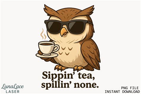 Cool Owl Sipping Tea Png Graphic By Lunalacelaserds · Creative Fabrica