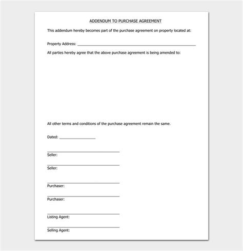 Addendum To Purchase Agreement Templates And Examples Addendum To Purchase Agreement Templates And Examples