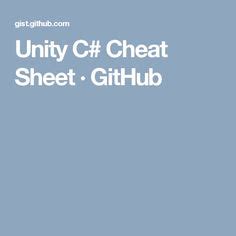 Unity C Cheat Sheet GitHub Unity Game Development Game Programming Github Cheat Sheets