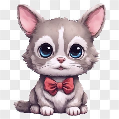 Download Cute Cartoon Kitten With Bow Tie Cartoons Online Creative