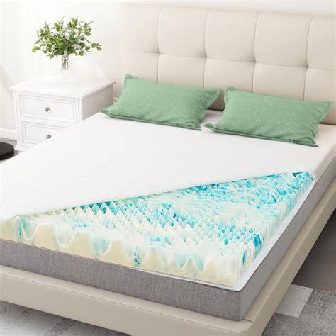 Queen Size Gel Memory Foam Mattress Pad Topper 3 Inch Pressure Relief