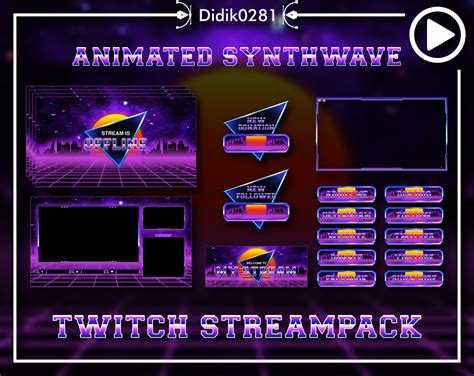 Synthwave Animated Twitch Overlay For A Retro Futuristic Streaming Experience Stream Package