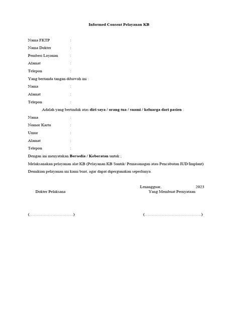 Informed Consent Pelayanan Kb Pdf