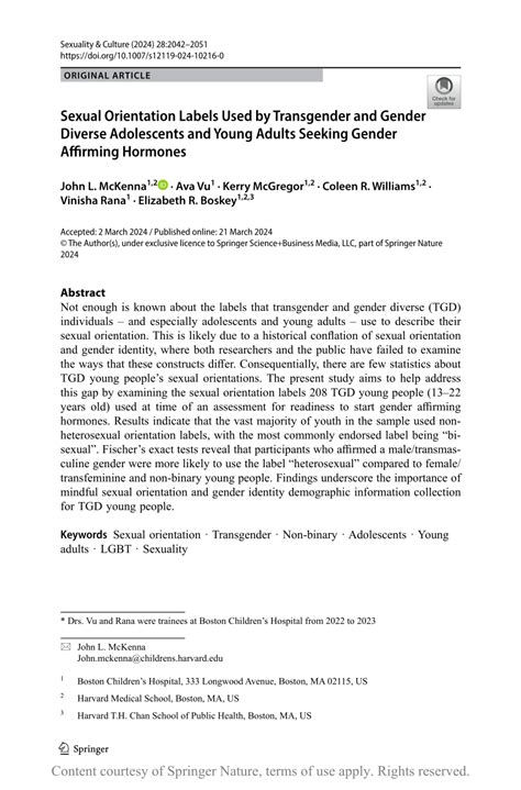 Sexual Orientation Labels Used By Transgender And Gender Diverse