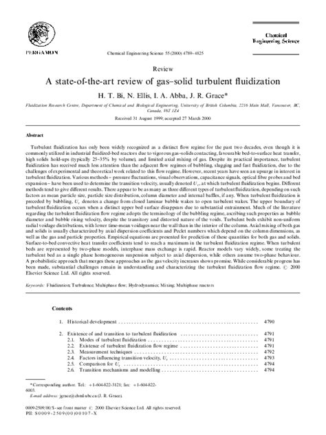 Pdf A State Of The Art Review Of Gas Solid Turbulent Fluidization