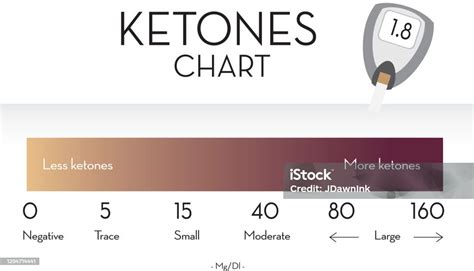 케톤 레벨 테스트를위한 색상 코딩을 보여주는 Ketogenic 독서 인포 그래픽 차트 건강 검진에 대한 스톡 벡터 아트 및 기타