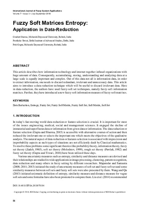 pdf fuzzy soft matrices entropy