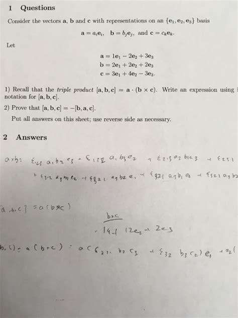 solved 1 questions consider the vectors a b and c with