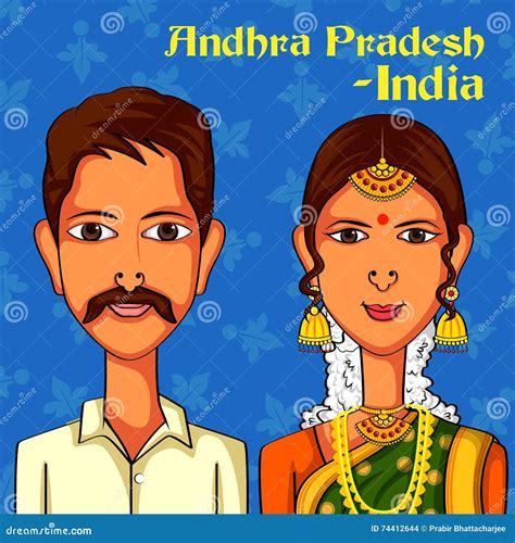 Andhrait Couple In Traditional Costume Of Andhra Pradesh India Stock