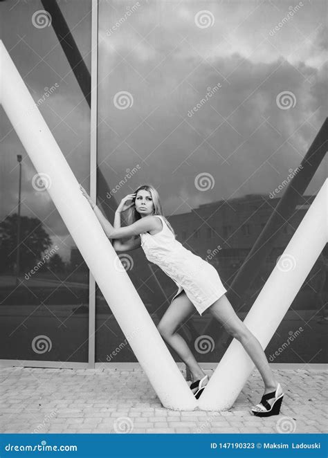 Blonde Woman With Long Legs Stock Image Image Of Lovely Dress 147190323