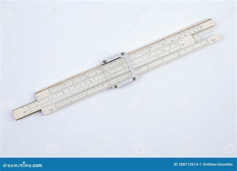 Logarithmic Ruler On White Background Stationery For Engineers And