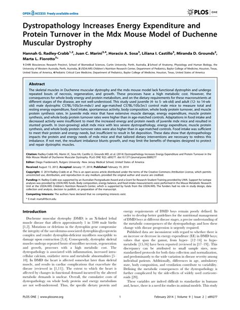 Pdf Dystropathology Increases Energy Expenditure And Protein Turnover