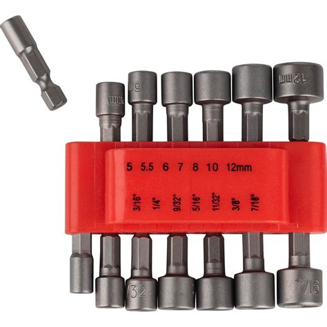 14 Piece Power Nut Driver Set For Impact Drill 1 4 Hex Head Sae And Metric Bits With Holder
