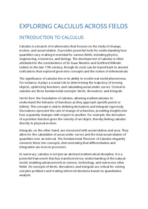 Exploring Calculus Across Fields Exploring Calculus Across Fields Introduction To Calculus