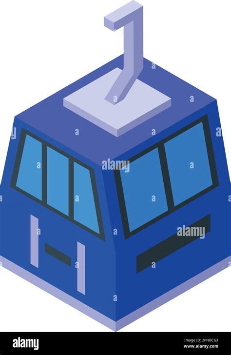 Blue Ski Lift Icon Isometric Vector Winter Slope Resort Alpine Stock