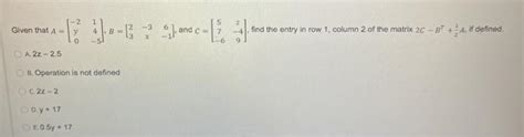 solved given that and find the entry in row 1 column
