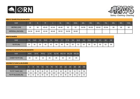 Workwear Sizing Guide Protective Wear Supplies