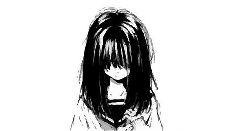 Download Depressed Girl In Black And White Anime Pfp Wallpaper