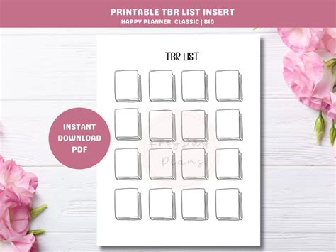 Printable Tbr List Insert With Cut Lines Reading Planner Reading Journal To Be Read