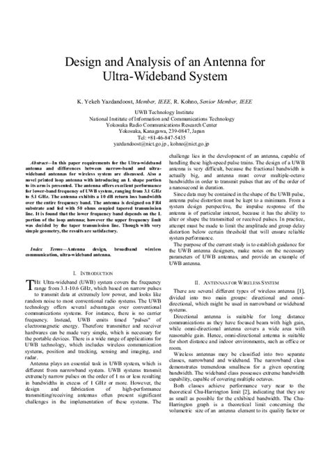 Pdf Design And Analysis Of An Antenna For Ultra Wideband System