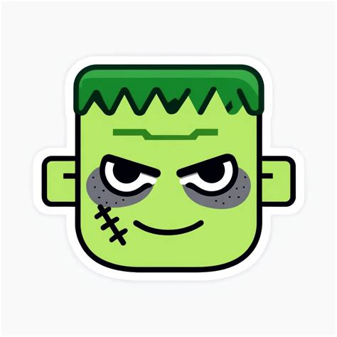 Playful Lime Green Cartoon Monster Face Patch Sticker Playground