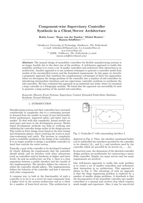 PDF Component Wise Supervisory Controller Synthesis In A Client Server Architecture