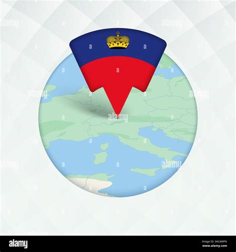 liechtenstein map highlighted with flag marker flag pointer on geographic map stock vector