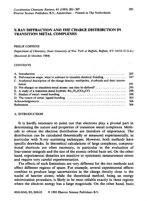 Pdf X Ray Diffraction And The Charge Distribution In Transition Metal