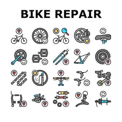 Premium Vector Bike Repair Service Collection Icons Set Vector