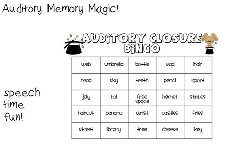 Auditory Memory Magic Speech Time Fun Speech And Language Activities