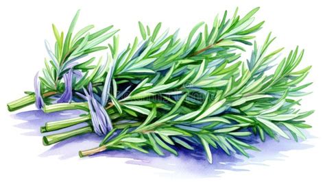 Watercolor Rosemary And Thyme Herb Illustration Ai Generated Stock