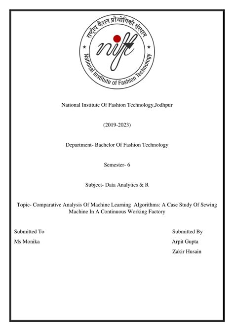 PDF Department Bachelor Of Fashion Technology Semester 6 Subject Data