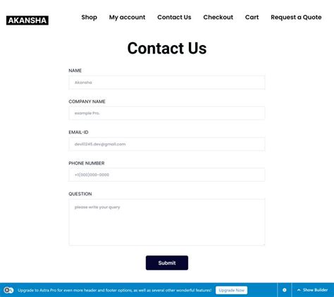 akansha devli on linkedin contact us application using plugins and database