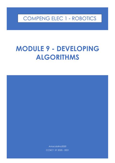 Solution Robotics Developing Algorithms Studypool